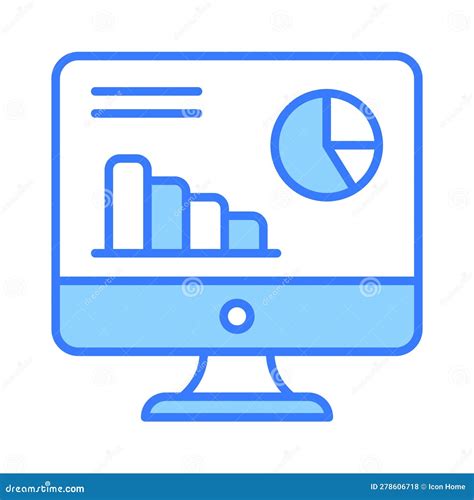 Bar Chart And Pie Chart On Monitor Display Denoting Vector Of Data