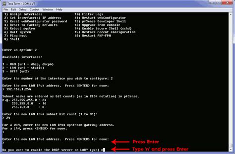 How To Change The LAN IP Address Of PfSense Using The Serial Console