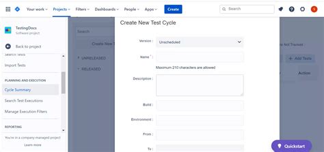 Create A New Test Cycle In Jira Testingdocs