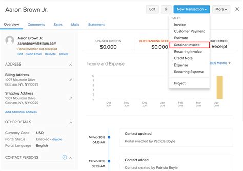 Create Retainer Invoice Collect Advance Payments Help Zoho Invoice