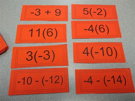 Integer Operations Flash Cards Math Love