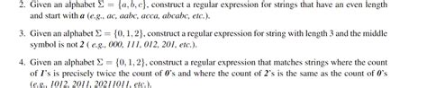 Solved 2 Given An Alphabet Σ Abc Construct A Regular