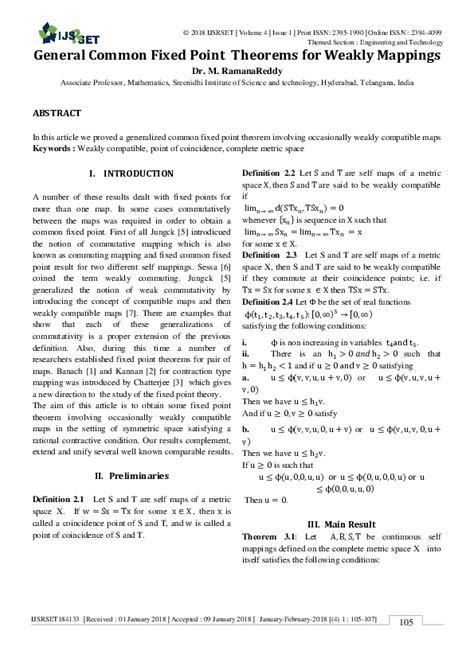 Pdf General Common Fixed Point Theorems For Weakly Mappings
