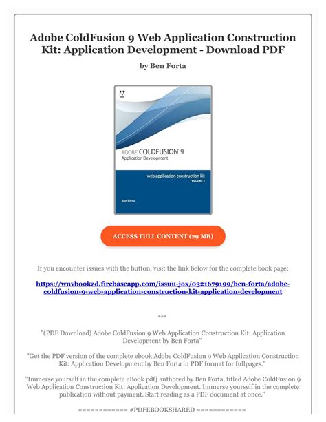 Pdf Download Adobe Coldfusion 9 Web Application Construction Kit