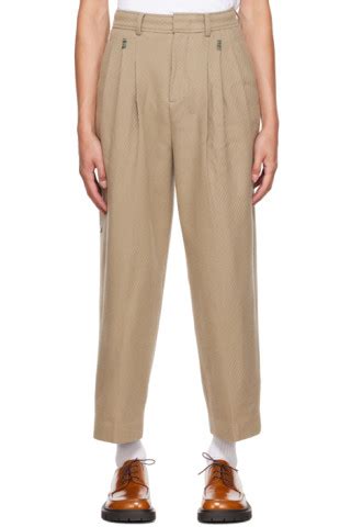 ADER Error Beige Pleated Trousers SSENSE UK