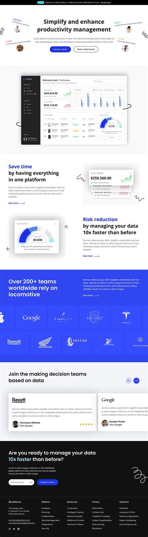 web landing page dashboard on behance