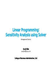 MS LP Sensitivity Analysis Computer Pdf Linear Programming Sensitivity Analysis Using