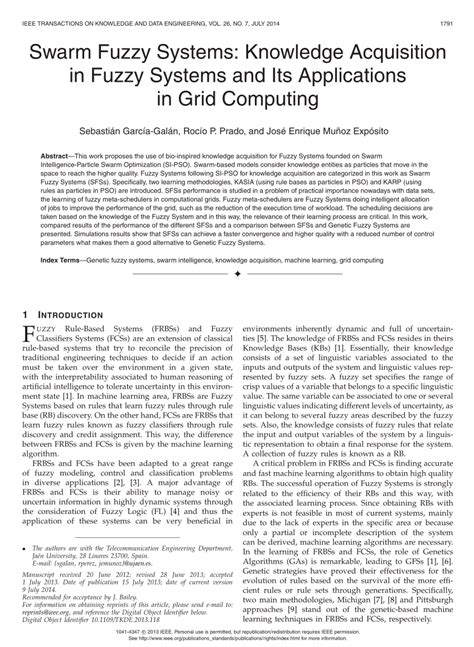 Pdf Swarm Fuzzy Systems Knowledge Acquisition In Fuzzy Systems And Its Applications In Grid