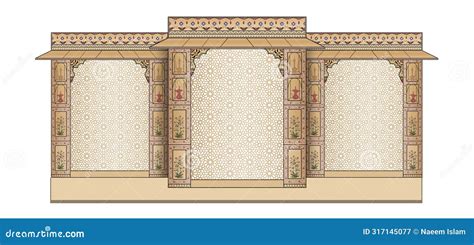 Mughal Wedding Arch Structure Cartoon Vector 317145077