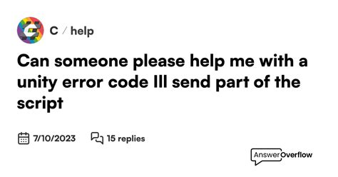 Can Someone Please Help Me With A Unity Error Code Ill Send Part Of The Script C