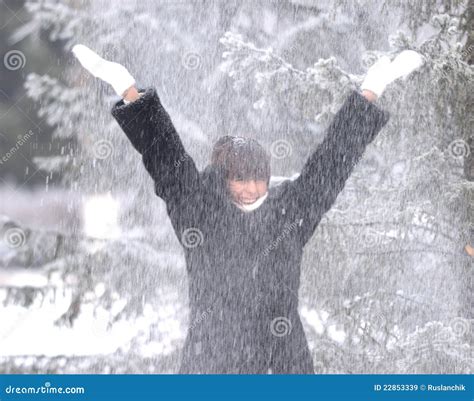 Snowfall Stock Image Image Of Outdoors Adult Enjoy 22853339