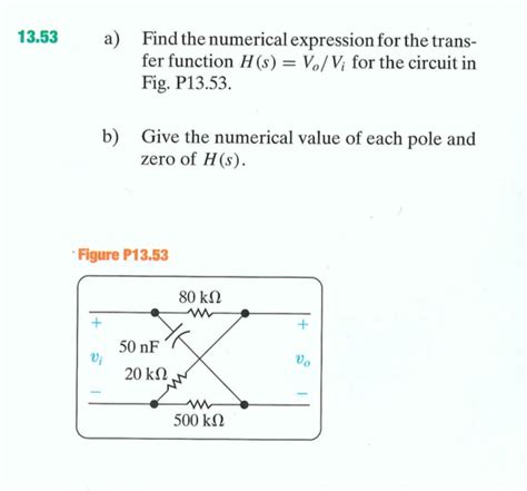 solved find the numerical expression for the transfer