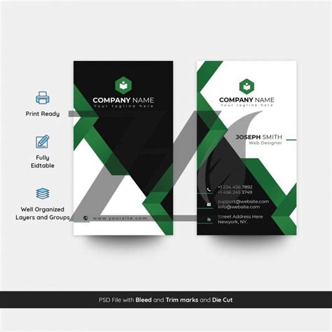 دانلود فایل لایه باز قالب کارت ویزیت عمودی مدرن و زیبا دانلود رایگان فایل لایه باز، Psd، وکتور