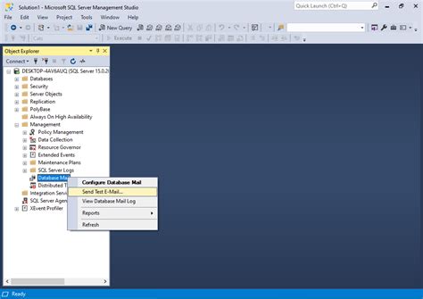 how to setup database mail in sql server ssms