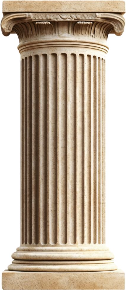 Detailed Classical Column Made Of Aged Stone With Fluted Shaft Ornate
