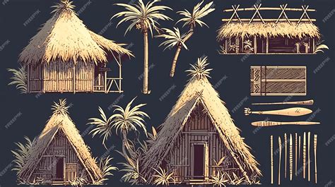 Filipino Nipa Hut Patterns With Traditional House Elements Premium Ai