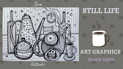 Рисуем графическую стилизацию натюрморта из чёрных линий Натюрморт