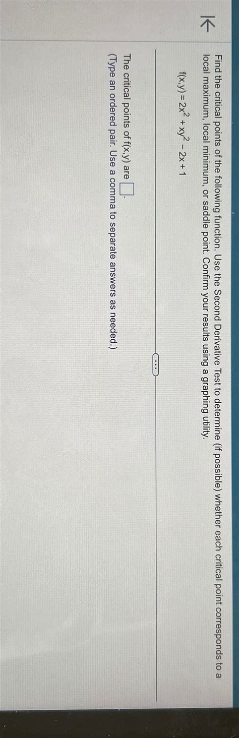 Solved Find The Critical Points Of The Following Function