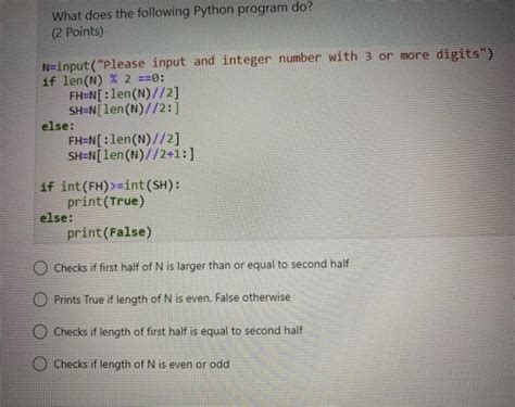 Solved What Does The Following Python Program Do Points Chegg