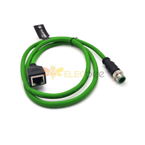 Elecbee M12 4 Pin D Code Male To Rj45 Female High Flex Cat6 Industrial