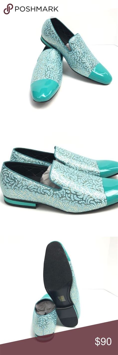 Amali Mens Turquoise Metallic Pattern Loafer New Mint Shoes Clarks Dress Shoes Kate Spade