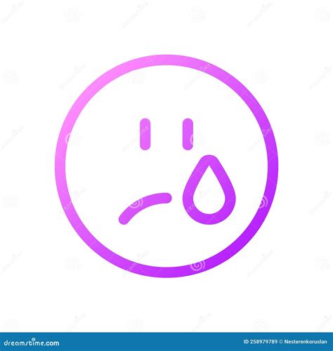 Crying Emoji Pixel Perfect Gradient Linear Ui Icon Stock Vector Illustration Of Unhappy