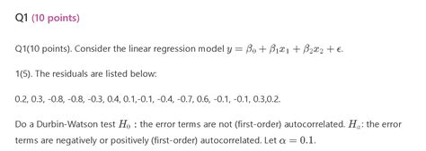 solved q1 10 points consider the linear regression model