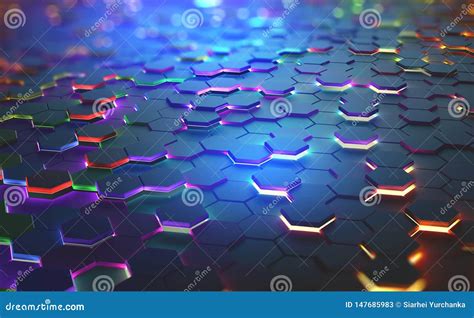 A Field Of Hexagons In A Futuristic Stock Illustration Illustration