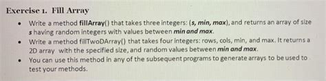 Solved Exercise 1 Fill Array • Write A Method Fillarray
