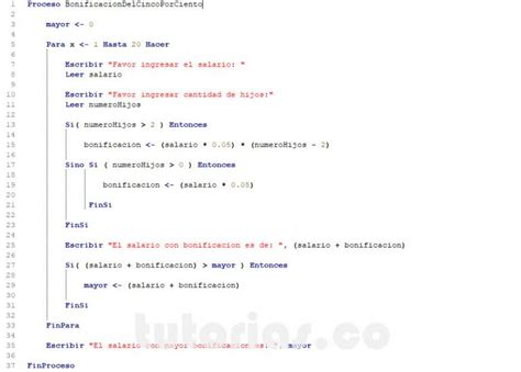 Ciclo Para PSeint Bonificacion Del Cinco Por Ciento Tutorias Co