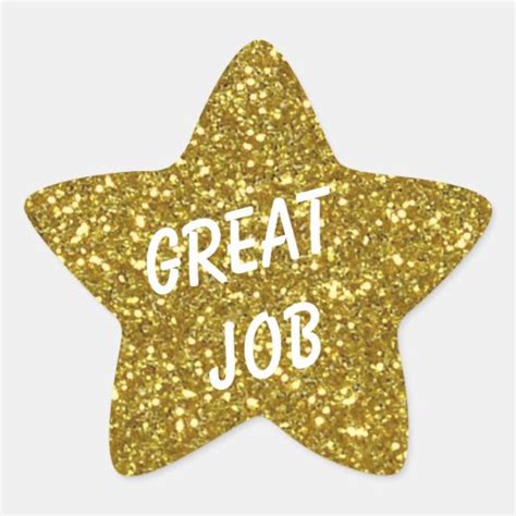 Custom Message Gold Star With Gold Glitter Texture Star Sticker Zazzle