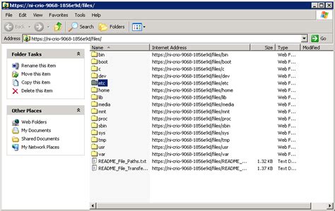 using webdav to transfer files to real time target ni