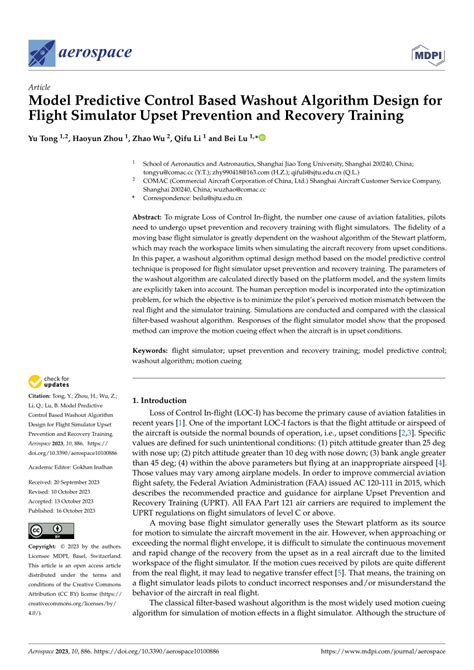 pdf model predictive control based washout algorithm design for