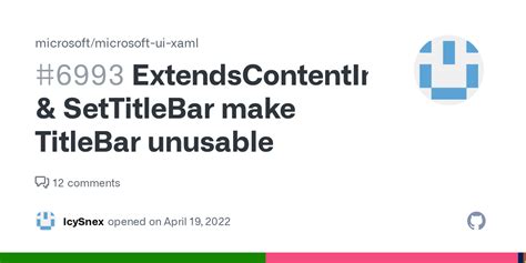 Extendscontentintotitlebar And Settitlebar Make Titlebar Unusable · Issue 6993 · Microsoft