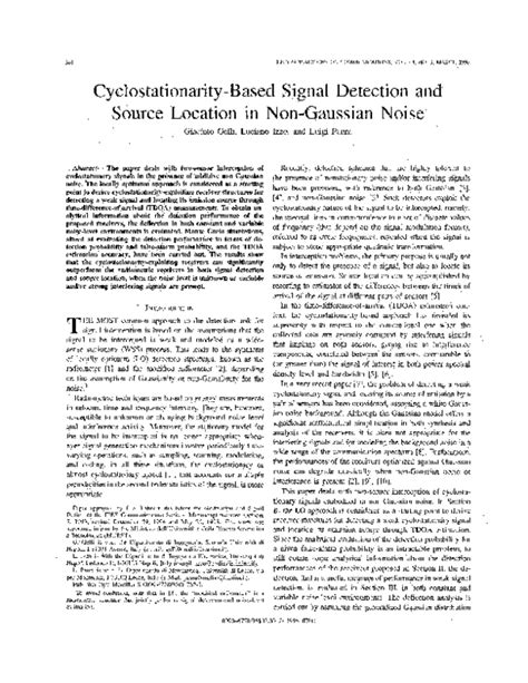 Pdf Cyclostationarity Based Signal Detection And Source Location In Non Gaussian Noise