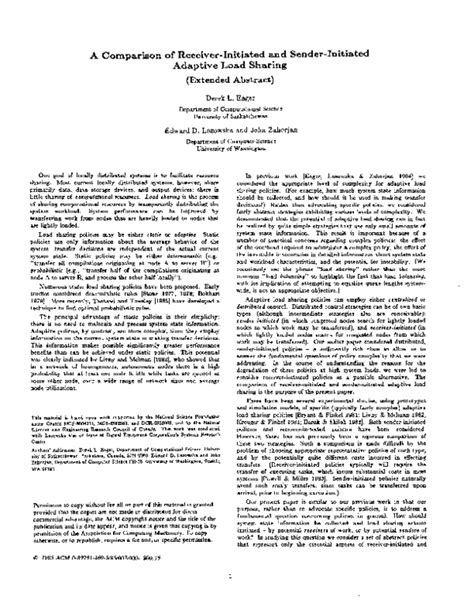 Pdf A Comparison Of Receiver Initiated And Sender Initiated Adaptive Load Sharing