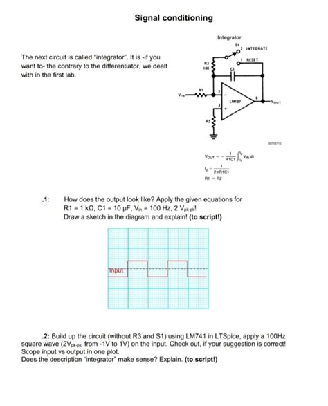 Solved Signal Conditioning Integrator 1 2 Integrate Reset