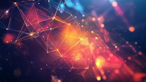 Abstract Network Connection Background With Glowing Lines And Points Stock Illustration