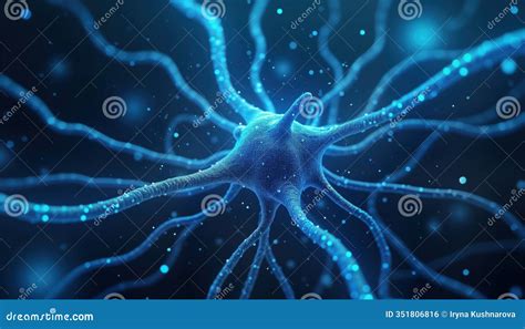 Abstract View Of Blue Nerve Cell Complex Intricate Connections Dendrites Form Network