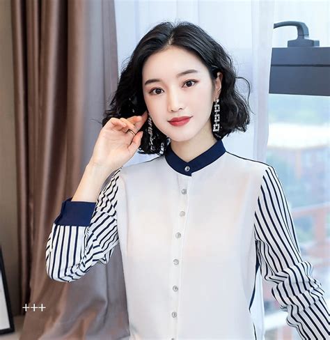 Badu Bg Елегантна дамска риза райе с копчета Badu Bg