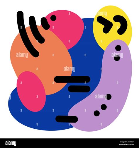 Hand Drawn Illustration With Abstract Modern Shapes Bright Vibrant Geometric Blobs Circles With