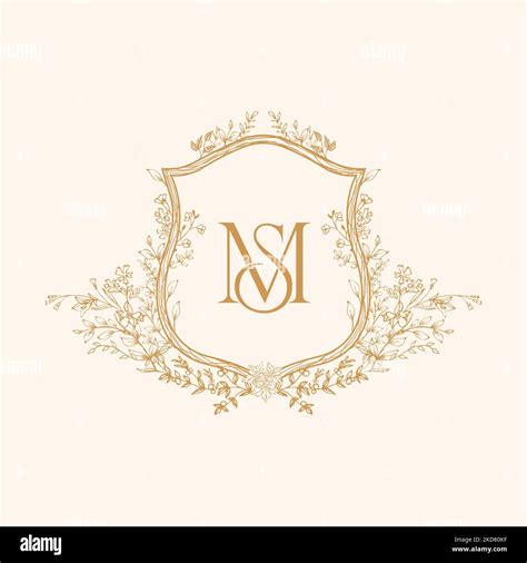 Ms Initial Wedding Monogram Logo Crest Wedding Logo Design Custom Wreath Wedding Monogram