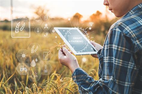 Smart Farming Agricultural Iot Technology And Organic Agriculture Woman