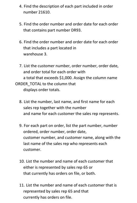 Solved Rep Table Customer Table Order Table Order Line