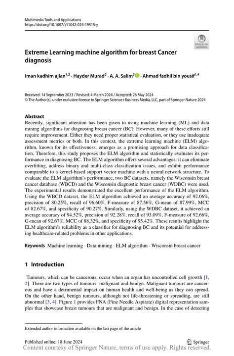 Extreme Learning Machine Algorithm For Breast Cancer Diagnosis