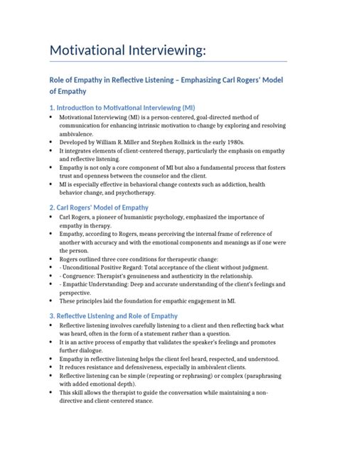Elaborated Motivational Interviewing Assignment Pdf Empathy