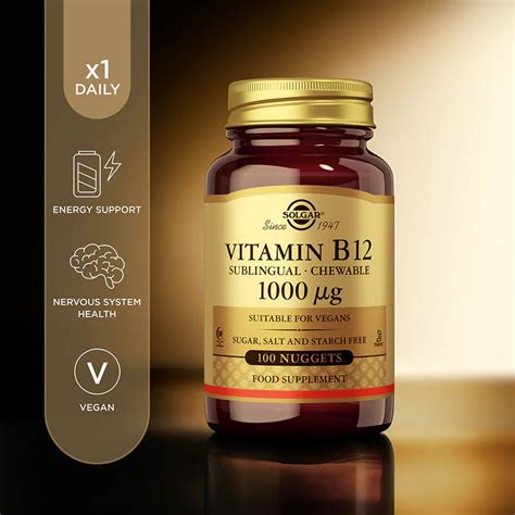 Solgar Vitamin B12 1000mcg 250 Nuggets Sublingual Vegan Hpnutritionie