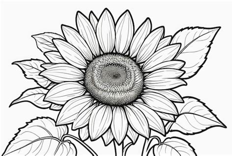 어린이 들 을 위한 해바라기 꽃 색칠 페이지 프리미엄 Ai 생성 이미지