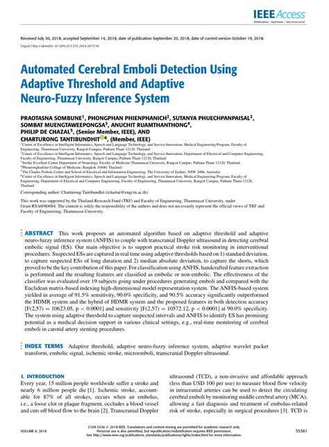 Pdf Automated Cerebral Emboli Detection Using Adaptive Threshold And
