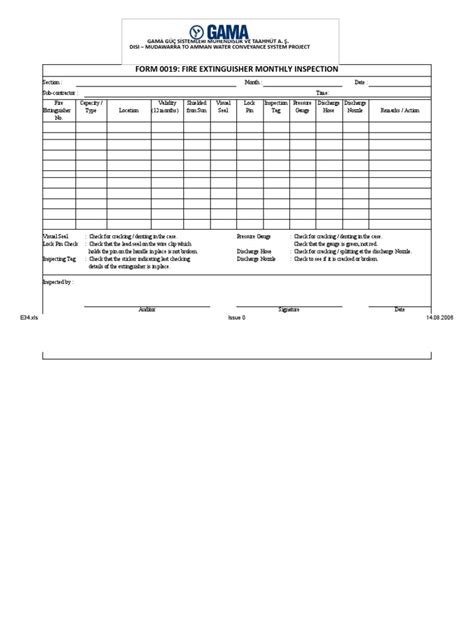 Monthly Fire Extinguisher Inspection Form Pdf